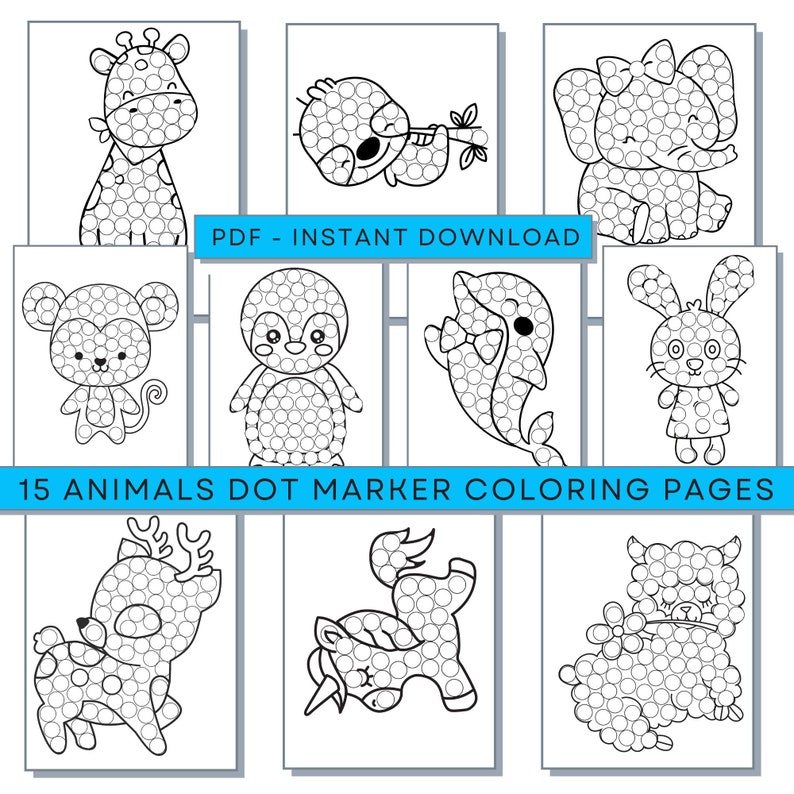 Animals Dot Marker Coloring Pages, Animals Dot Marker Printables ...
