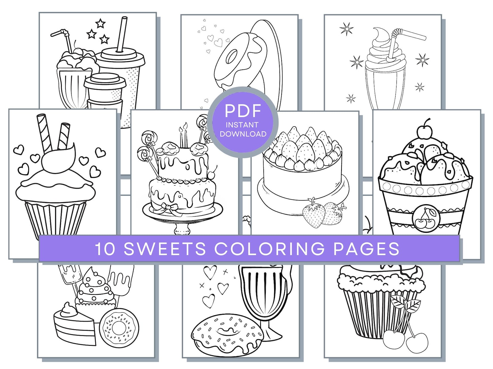 Sweets Coloring Pages for Kids, Sweets Printable, Coloring Pages of Ice ...
