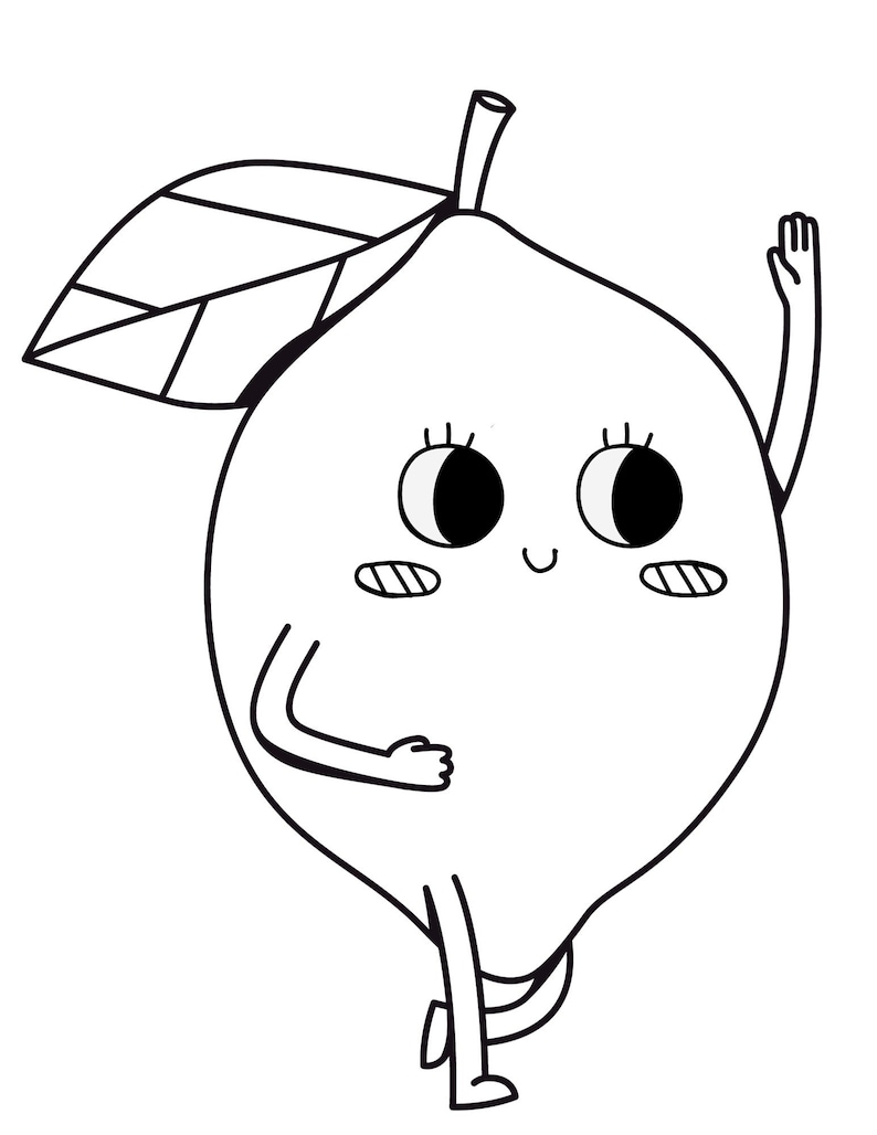 Cute Fruit Coloring Pages, Kawaii Food Printable, Funny Fruits Coloring ...