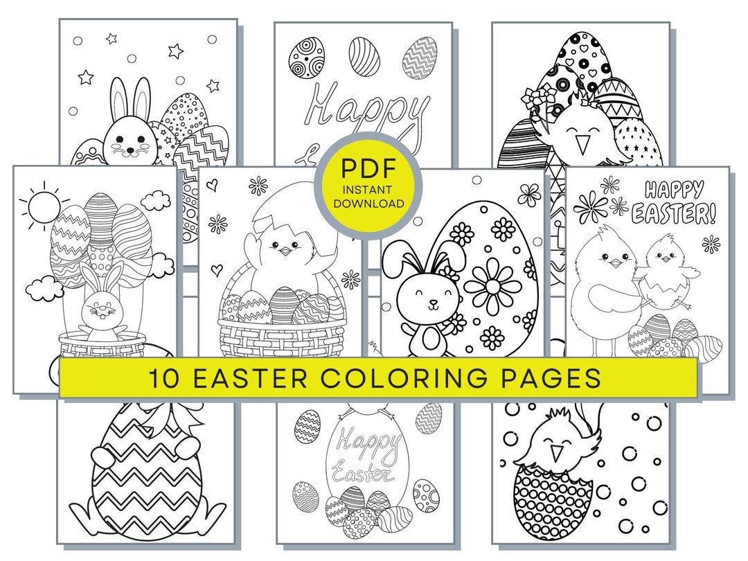 Easter Coloring Pages, Easter PDF Coloring Easter Printables, Bunny ...