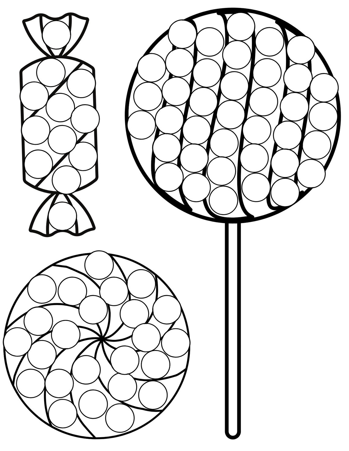 Dot Marker Candy Coloring Pages, Do a Dot Candy Coloring, Printable ...