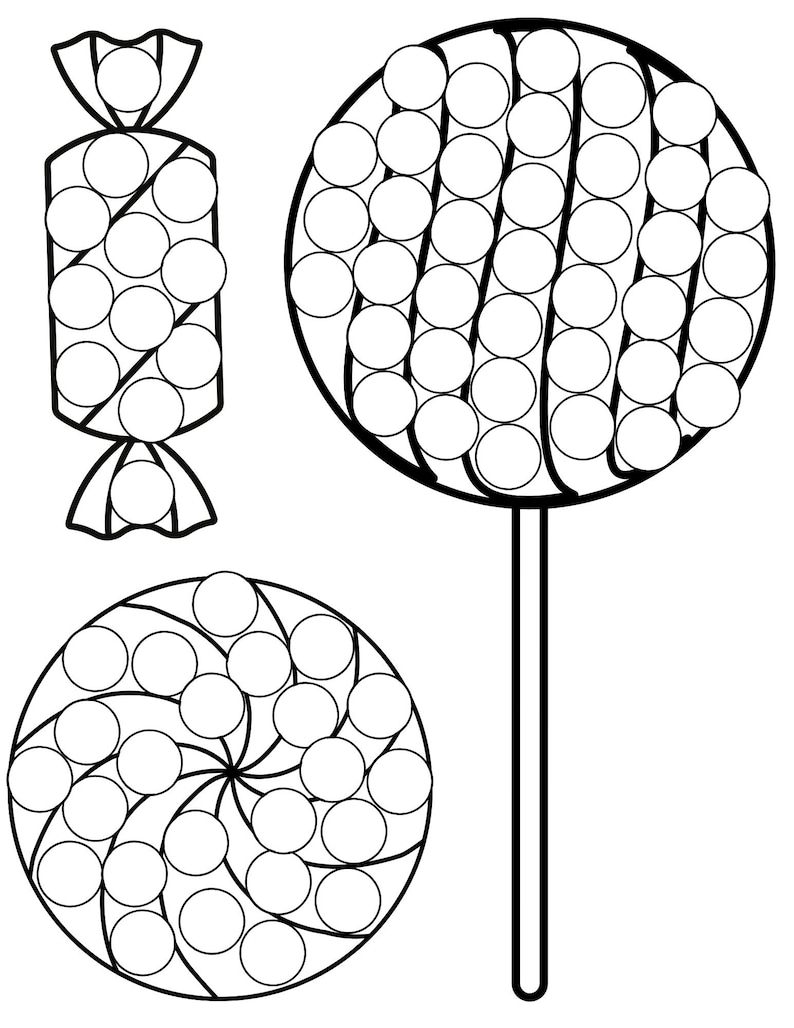 Dot Marker Candy Coloring Pages, Do a Dot Candy Coloring, Printable ...