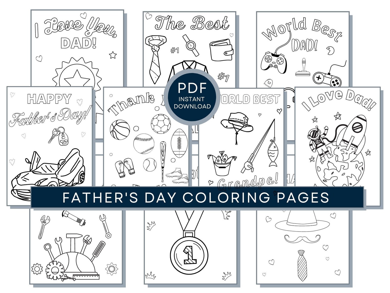 Father's Day Coloring Page, Father's Day Printables, Father's Day ...