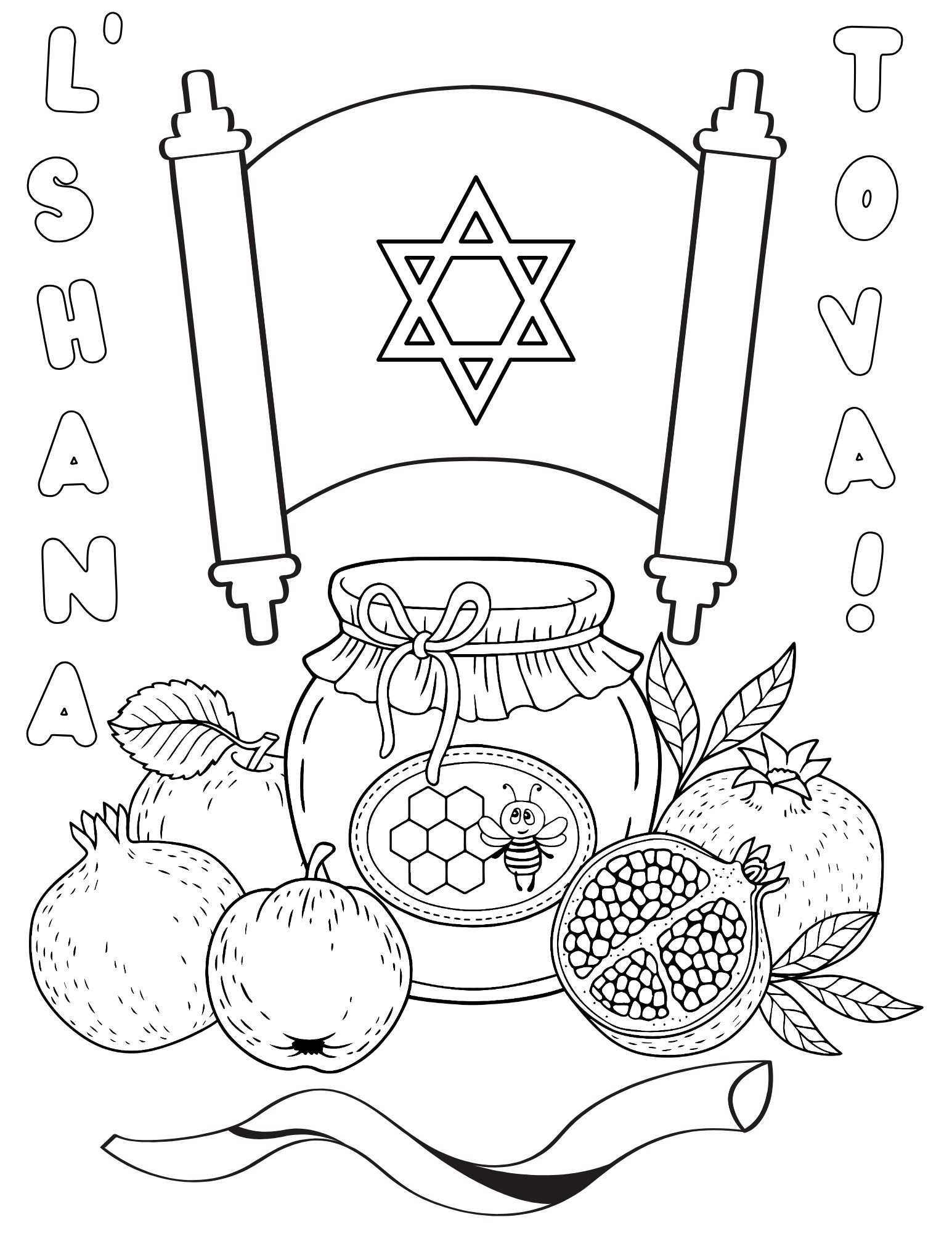Rosh Hashanah Coloring Pages for Kids, Rosh Hashanah Printables, Rosh ...