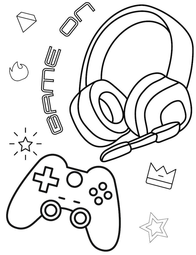 Gaming Coloring Pages, Gaming PDF, Gaming Printables, Gamer Coloring ...