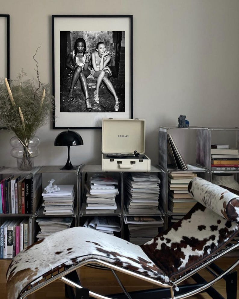 90s Supermodel Duo Kate Moss and Naomi Campbell Poster | Black & White ...