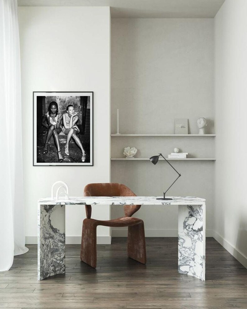 90s Supermodel Duo Kate Moss and Naomi Campbell Poster | Black & White ...