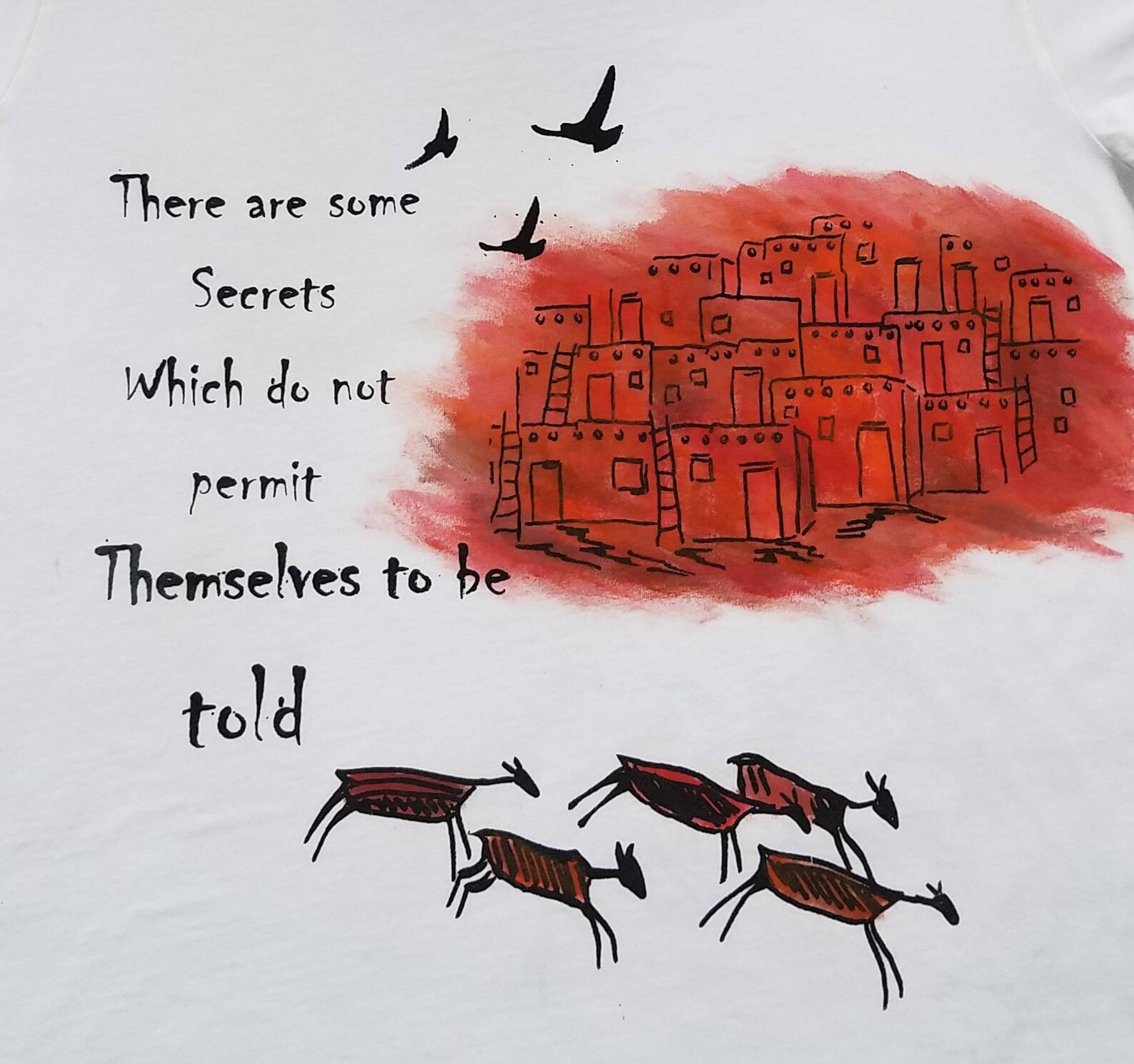 Pueblo Herd of Deer Text by Edgar Allan Poe Woman's XL - Etsy