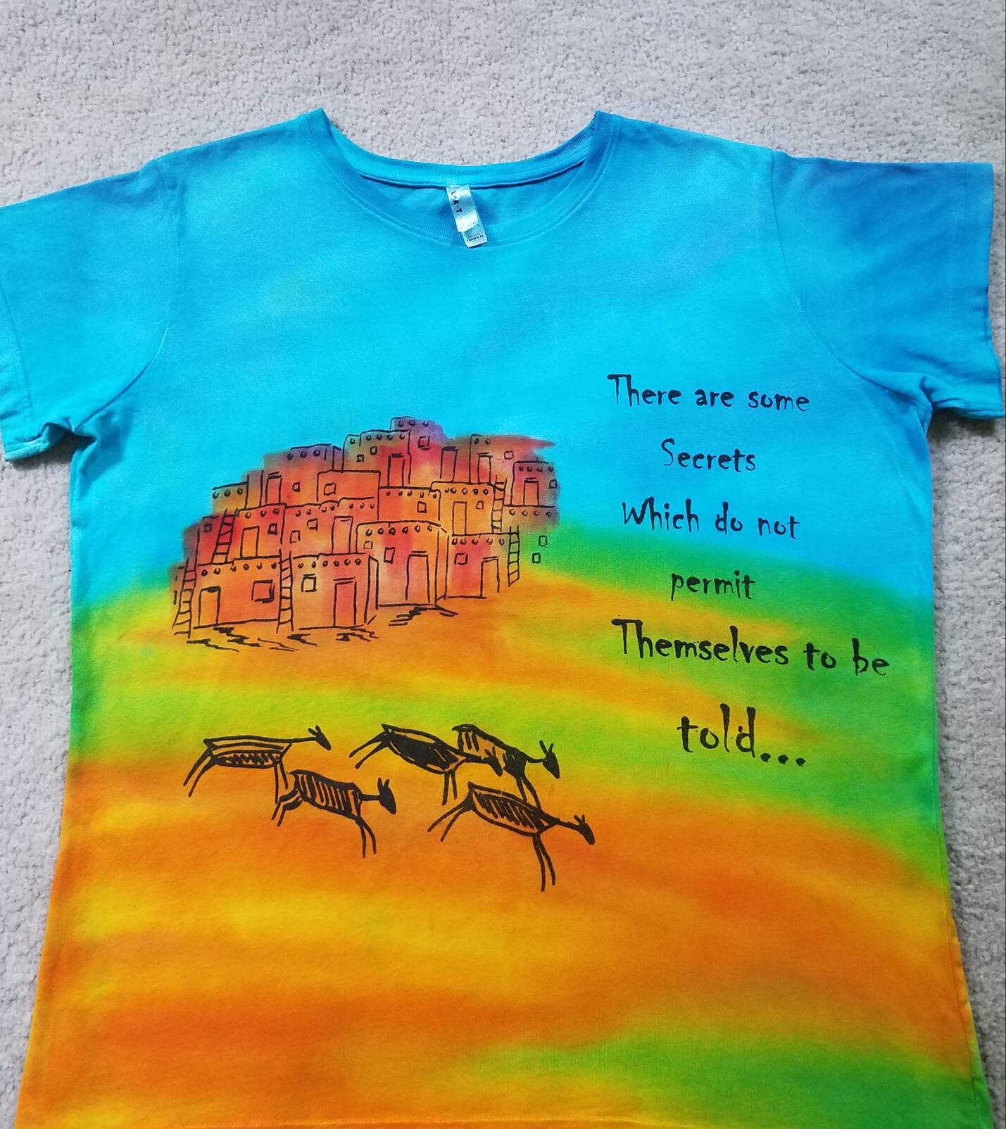 Pueblo, Herd of Deer, Text by Edgar Allan Poe, Woman's XL T-shirt ...