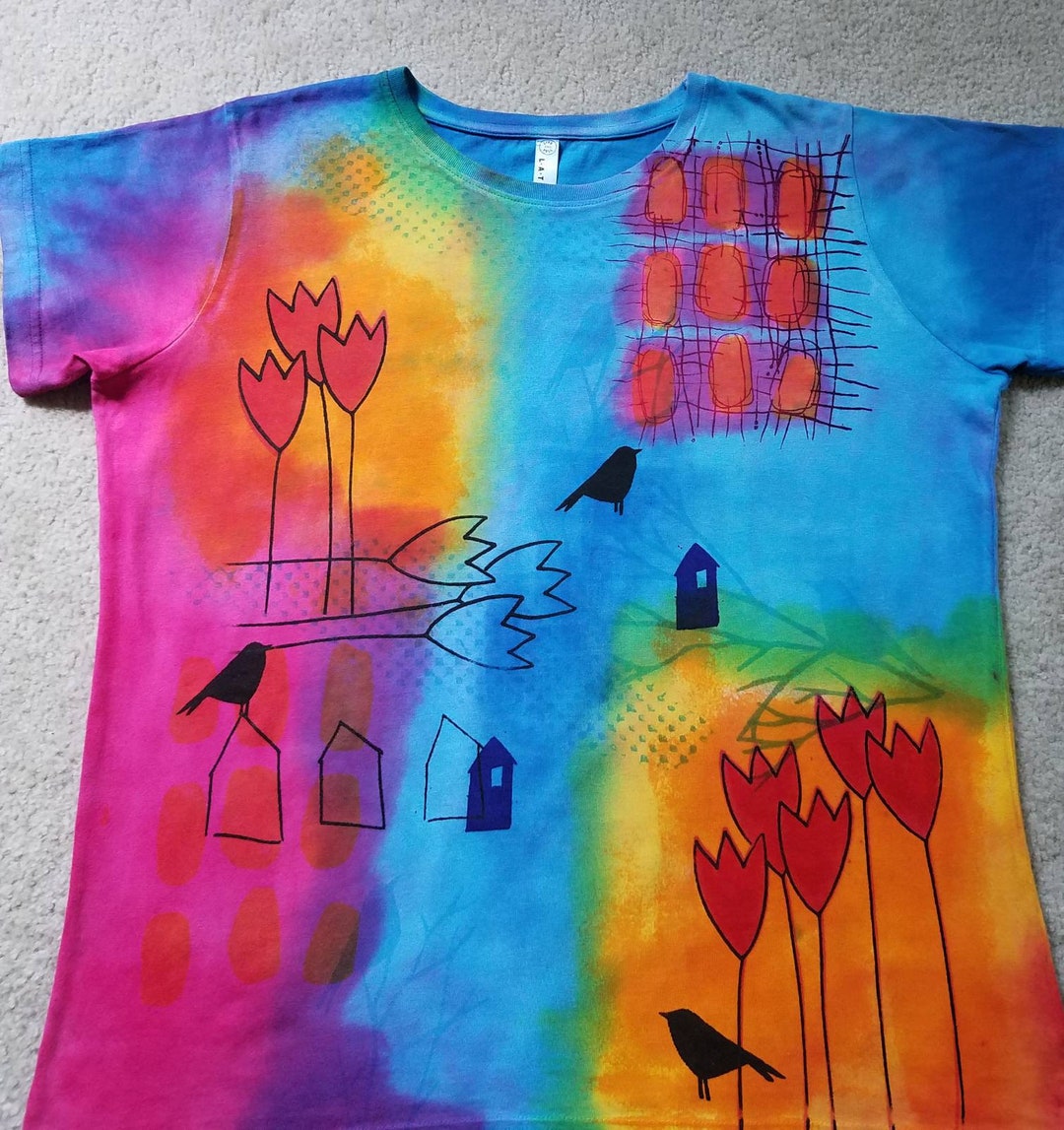 My Favorite Things, Collage Style Design, Red Tulips, Birds on Branches ...