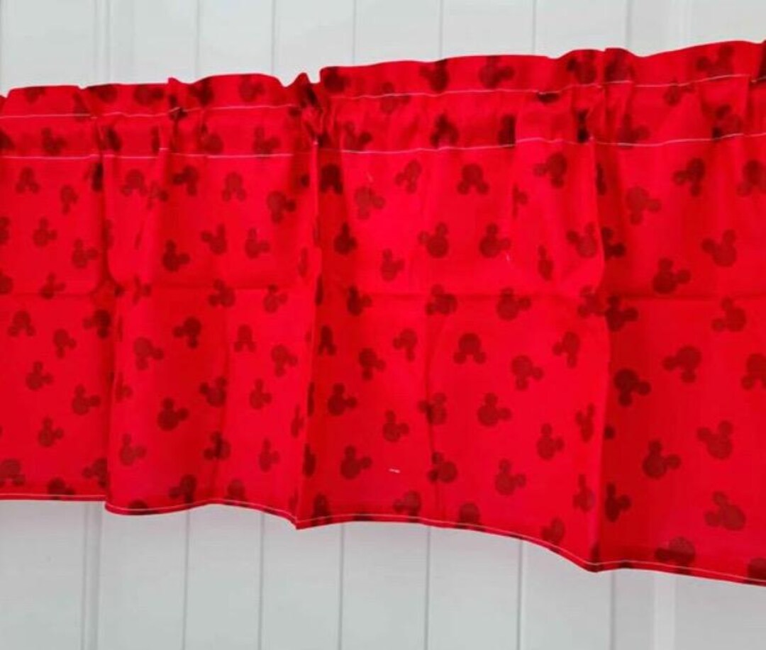 Red Mickey Mouse Heads Curtain Valance Window Topper Curtains - Etsy