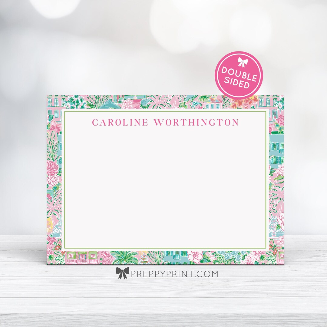 PRINTABLE | TEMPLATE | EDITABLE | Preppy Personalized Note Card | Palm ...