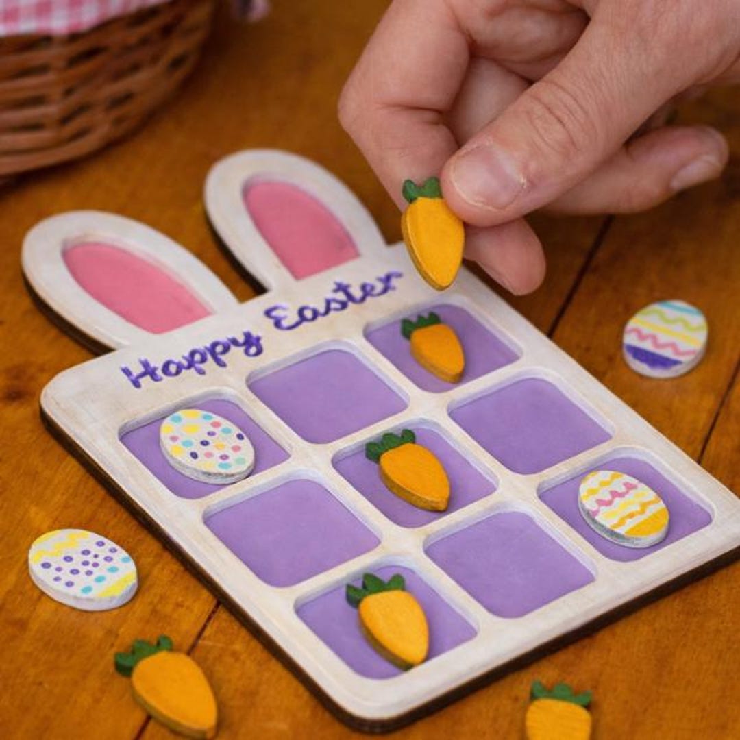 Personalized Easter Tic Tac Toe Game, Hand Painted Board Game, Cute ...