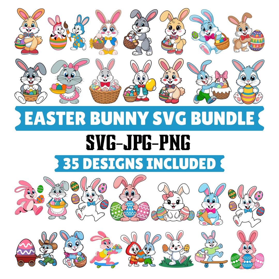 Easter Bunny SVG Bundle | 35 Rabbit Clipart Designs (svg, Jpg, Png) - Etsy