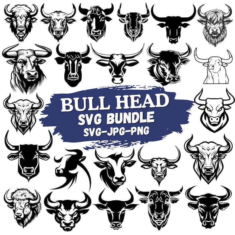 Bull Head Vector Art | Western Farm Logo, Cricut Cut Files (instant ...
