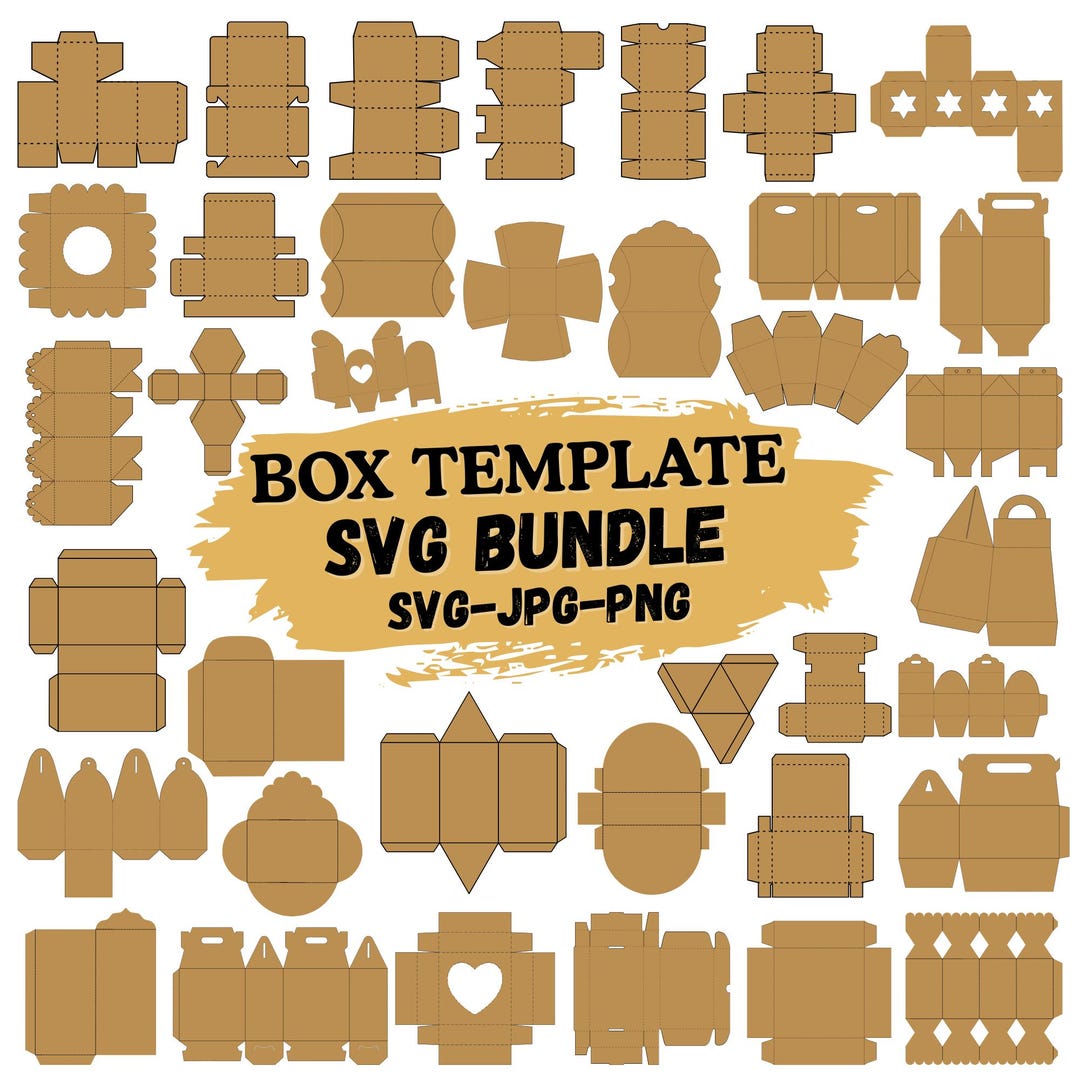 Gift Box Template SVG Bundle: 30+ DIY Papercraft Designs (instant ...