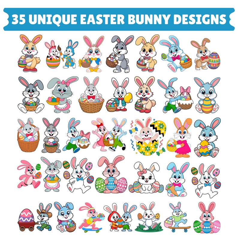 Easter Bunny SVG Bundle | 35 Rabbit Clipart Designs (svg, Jpg, Png) - Etsy