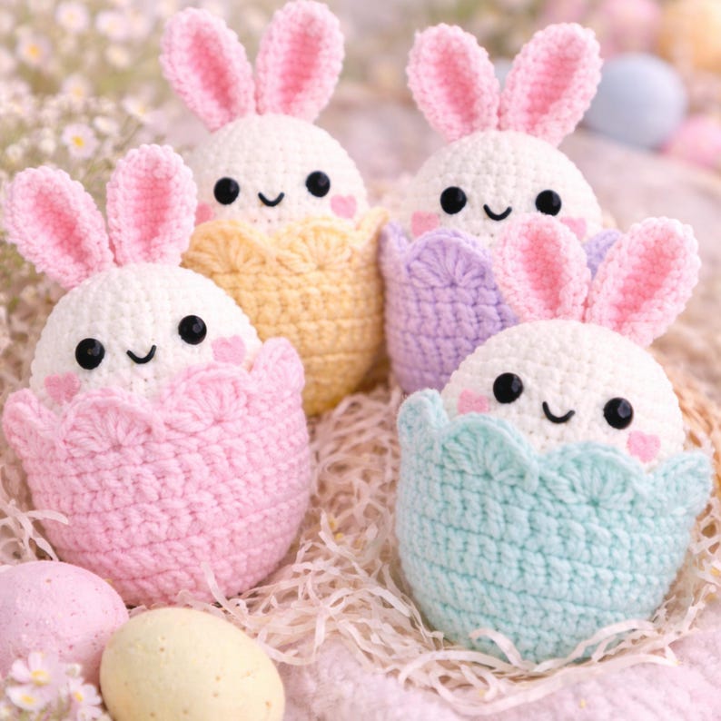 Crochet Easter Bunny Egg Pattern | Beginner Amigurumi DIY (PDF Tutorial ...