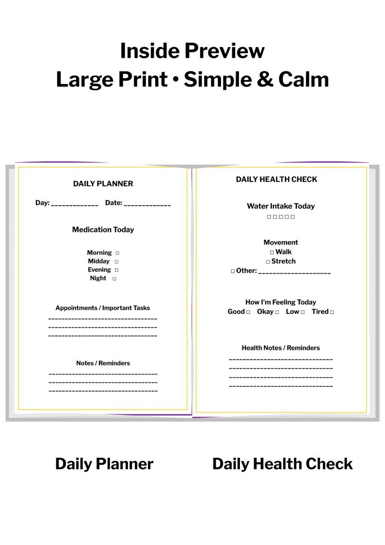 Medication Tracker Printable for Seniors | Large Print Daily Planner ...
