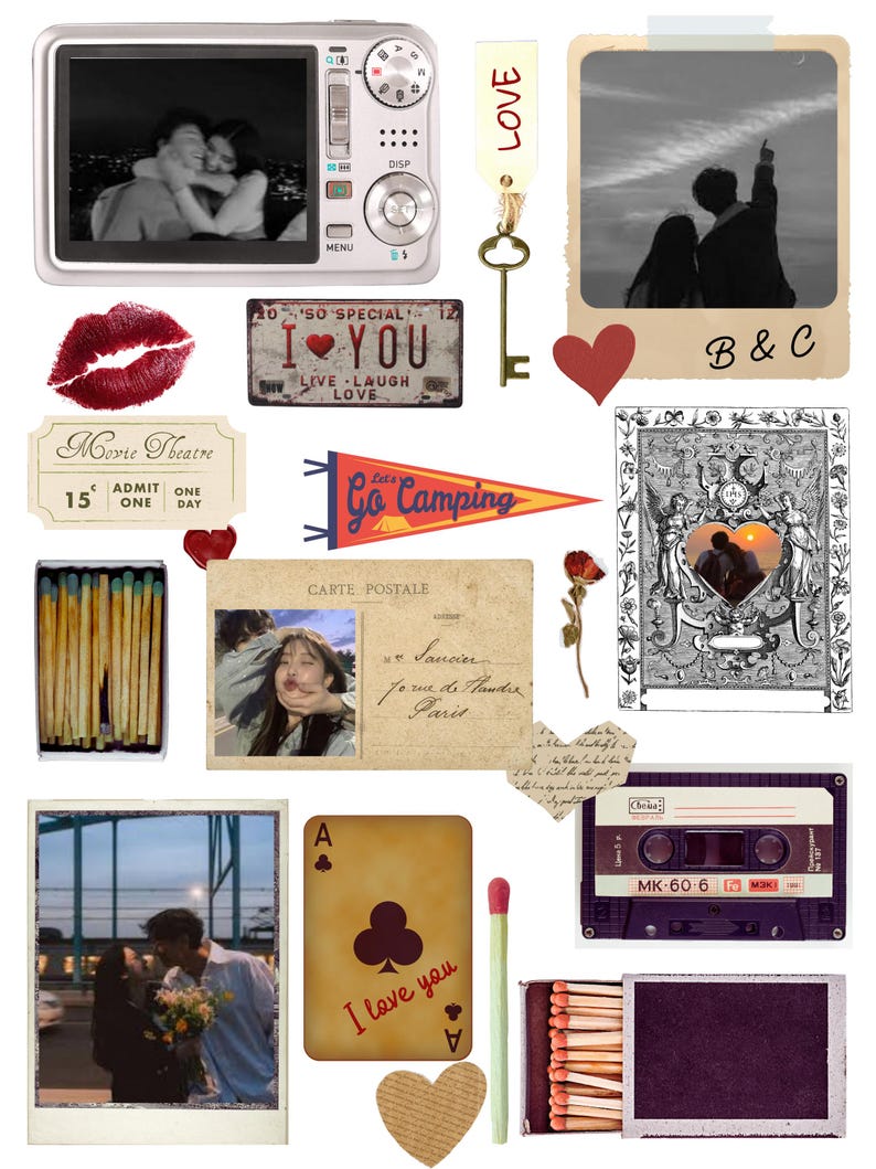Editable Matchbook Collage Poster Template Printable, Valentine Gift ...