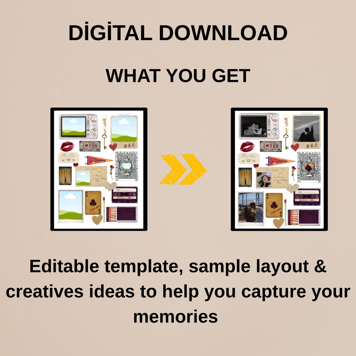 Editable Matchbook Collage Poster Template Printable, Valentine Gift ...