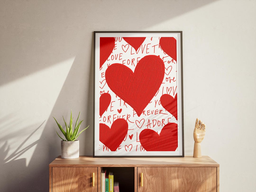 Red Heart Wall Art, Romantic Love Illustration (digital Download) - Etsy