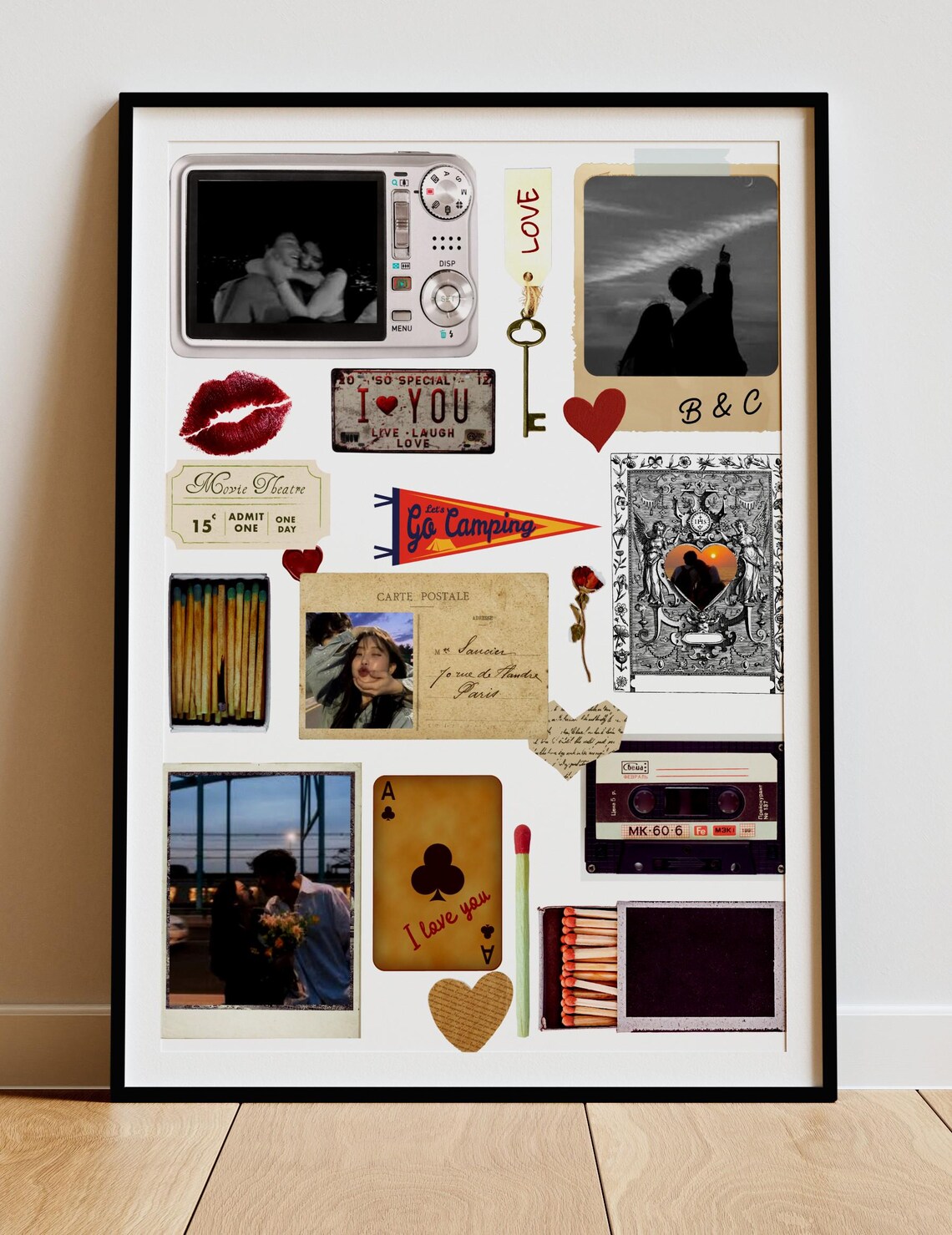 Editable Matchbook Collage Poster Template Printable, Valentine Gift ...