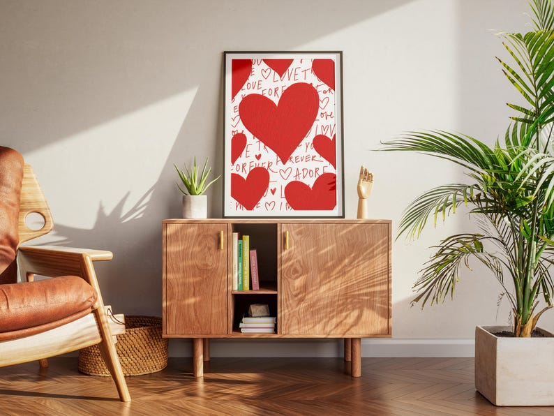 Red Heart Wall Art, Romantic Love Illustration (digital Download) - Etsy