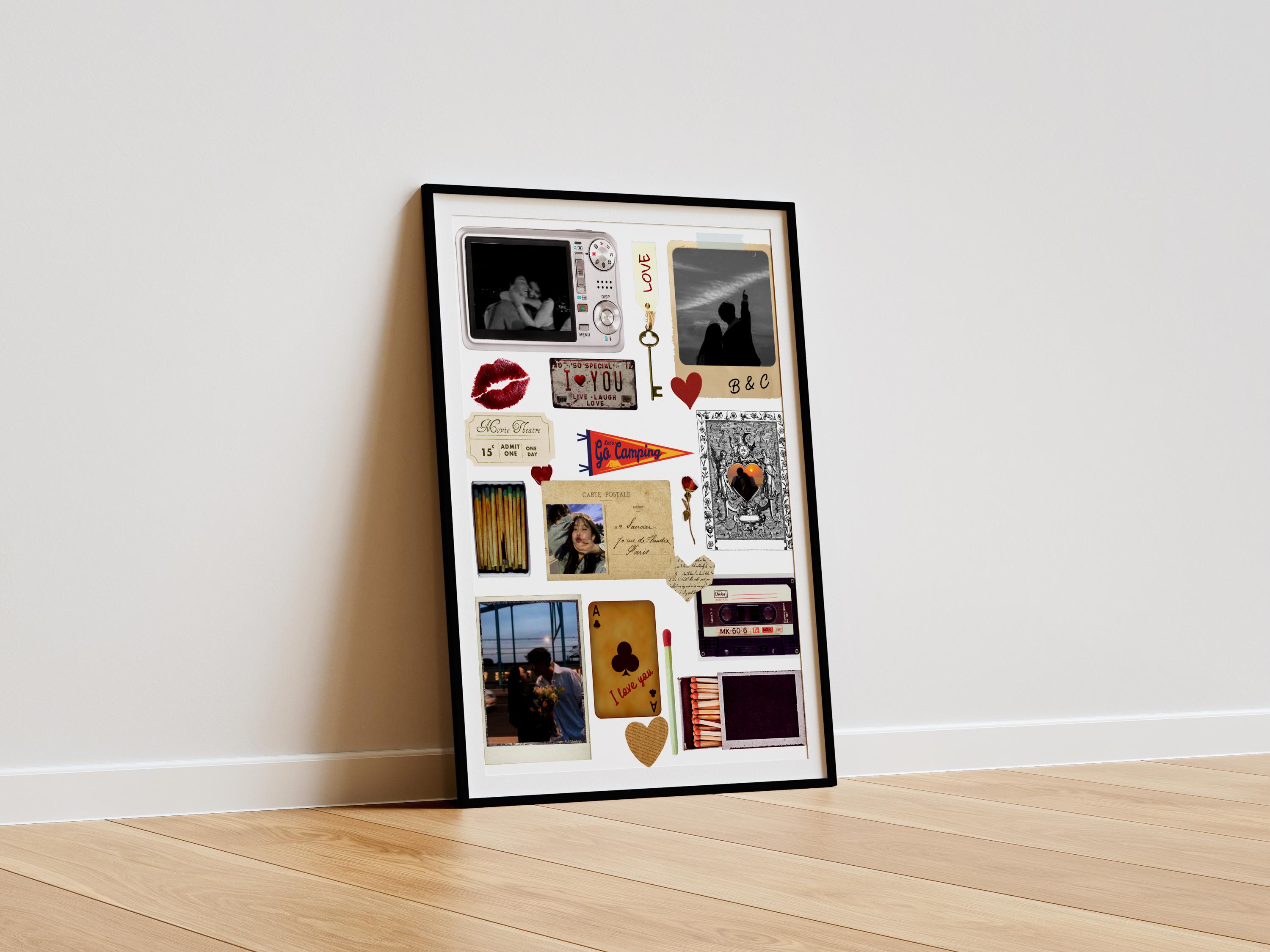 Editable Matchbook Collage Poster Template Printable, Valentine Gift ...