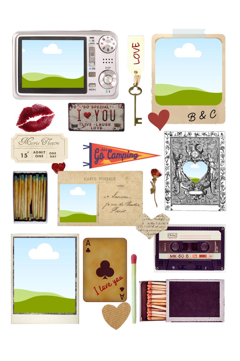 Editable Matchbook Collage Poster Template Printable, Valentine Gift ...