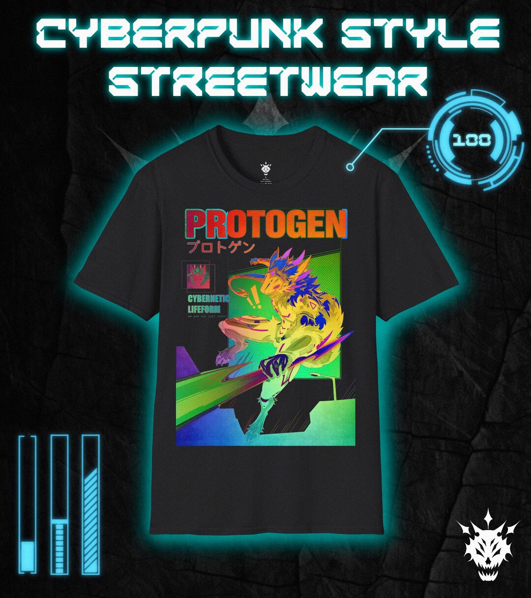 Furry Protogen Art Shirt | Cyberpunk Furry Graphic Tee, Rainbow ...