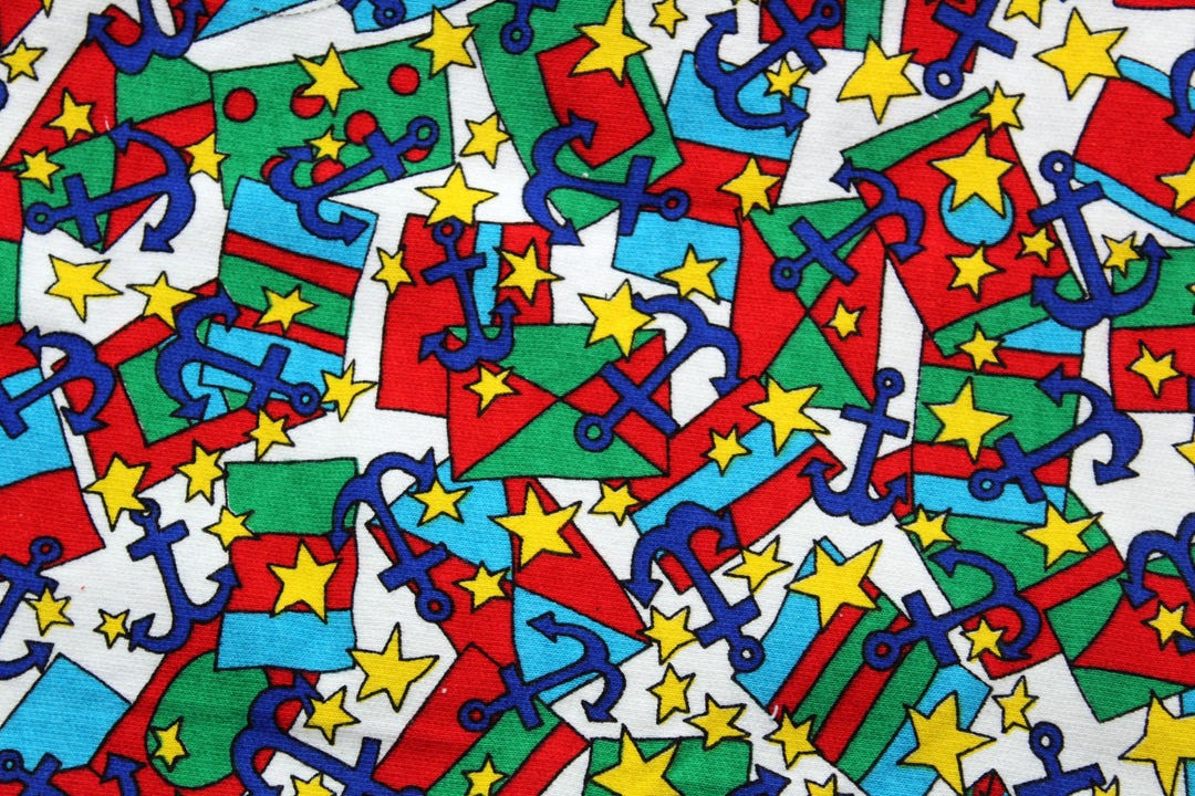1/2 Yd Anchors & Flags Textile Fabric Sweat Shirt Cotton Stars - Etsy