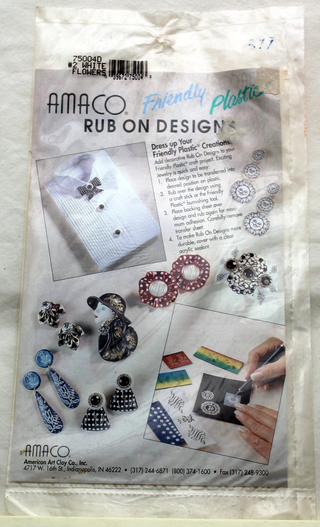 1990s Amaco Rub-on Designs #2 White Flowers Instruction and Designs by ...