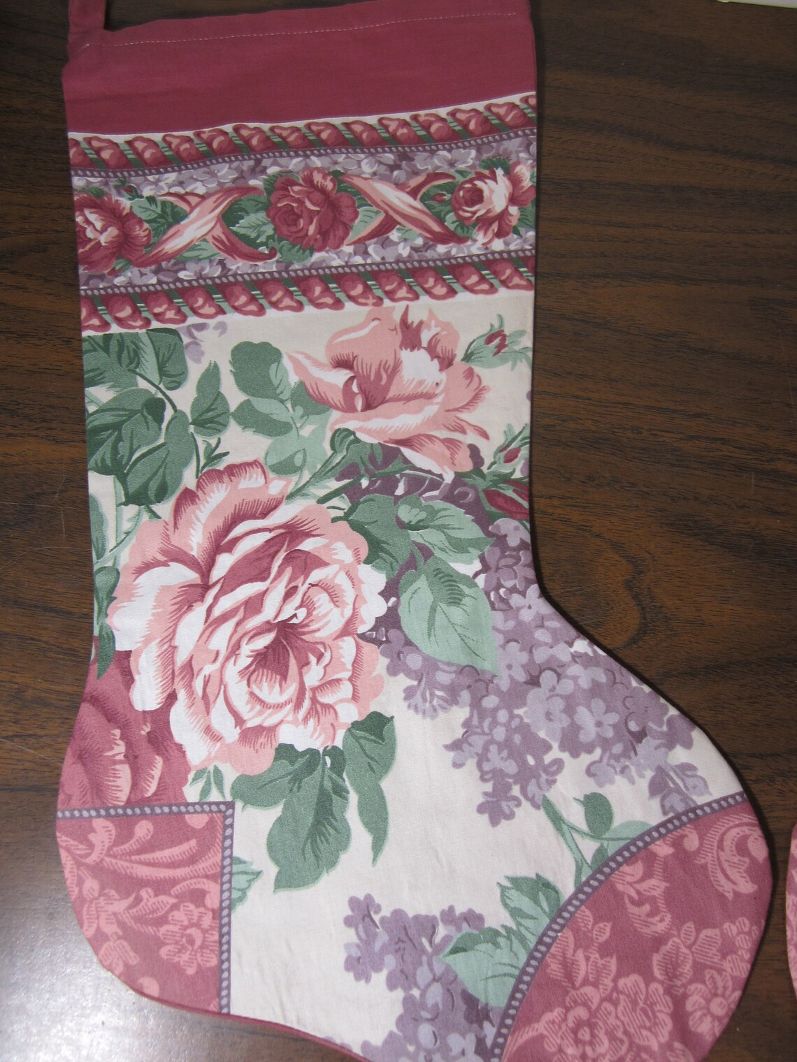 Set of 2 Floral Pink Rose Handmade Stockings - Etsy UK