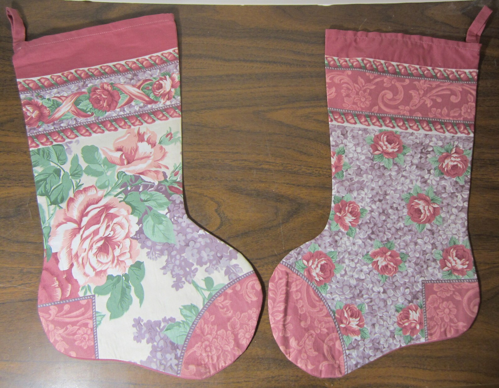 Set of 2 Floral Pink Rose Handmade Stockings - Etsy UK