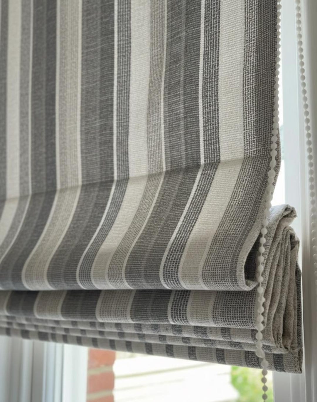 Terracotta Stripe Polyester Roman Shade, OEKO-TEX Corded Roman Blind ...