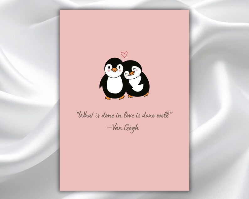 Penguin Love Card | Valentine, Anniversary, Friendship | Editable Canva ...