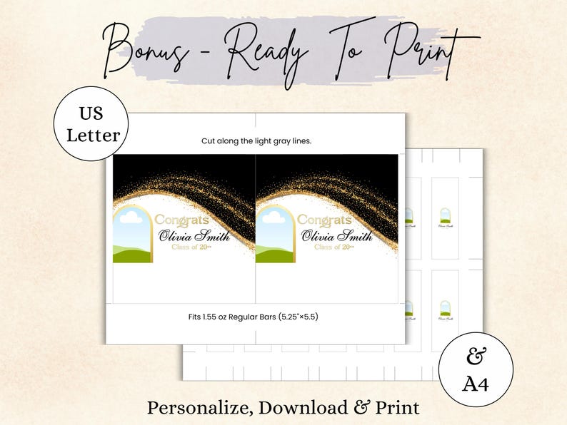 Graduation Chocolate Wrapper Template, Editable Canva Candy Bar Wrapper ...