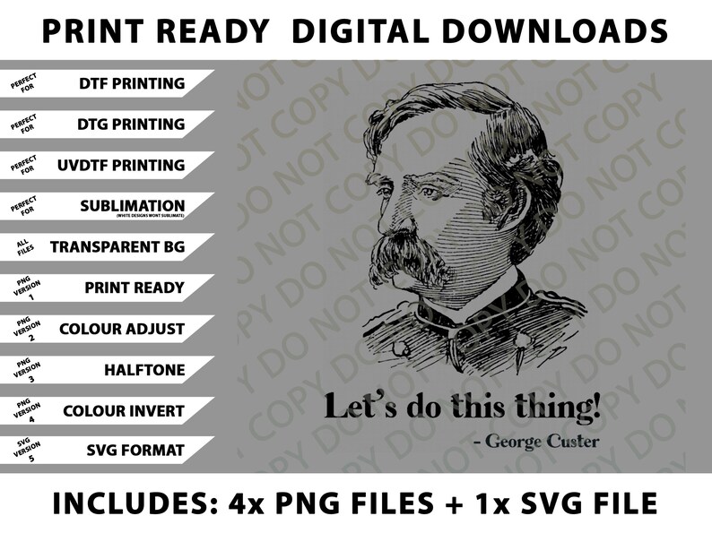 General George Custer Battle of Little Bighorn Png Bundle, Digital ...