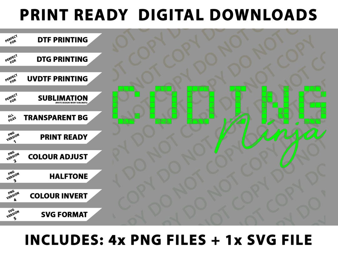 Coding Ninja Programming Geek Gift Png Bundle, Digital Downloads - Etsy