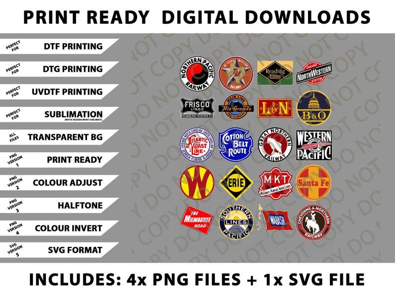 Vintage Defunct Railroad Railway Logos - Trains Hobby Png Bundle ...