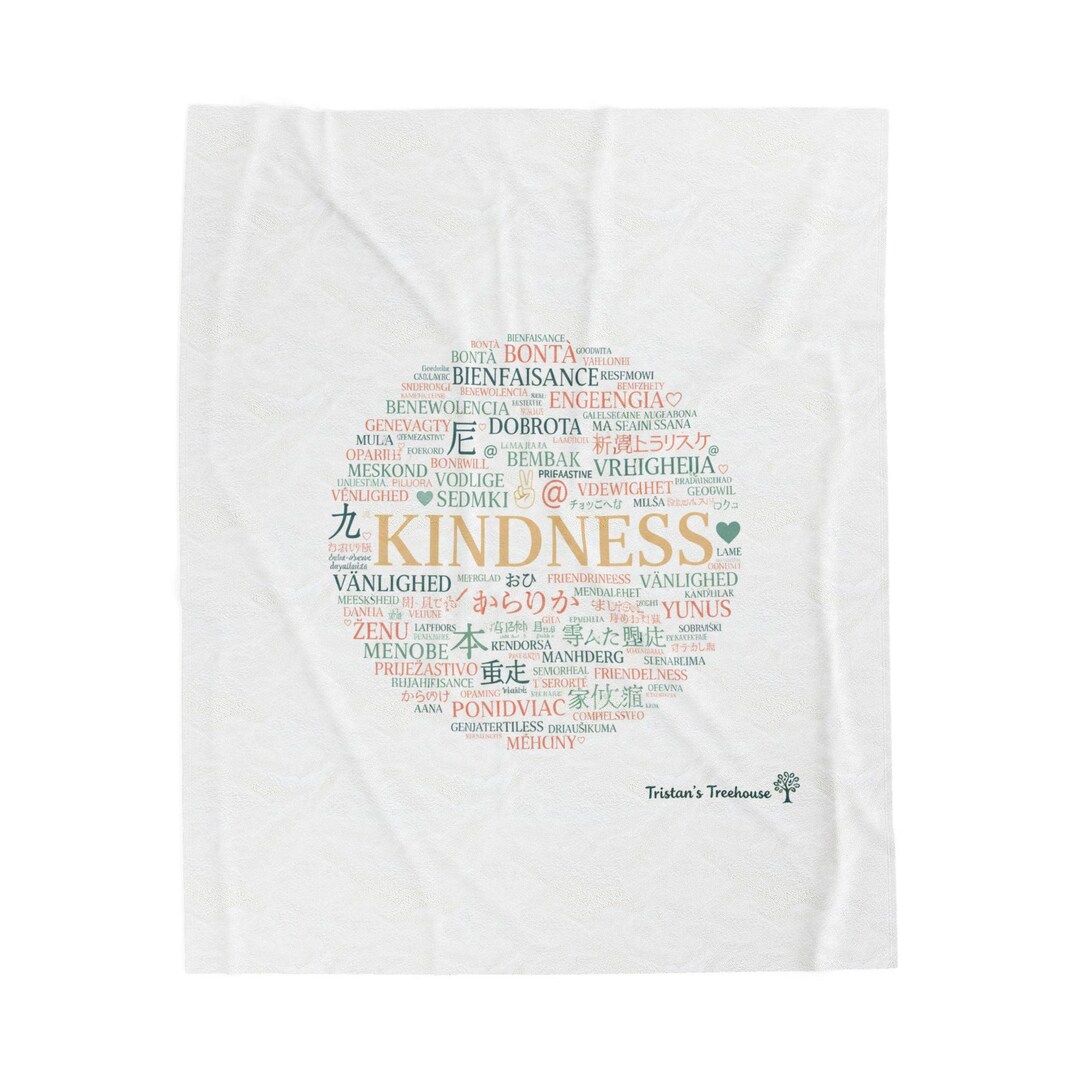 Kindness Word Cloud Blanket | Fresh-start Minimalism, Neutral Throw - Etsy
