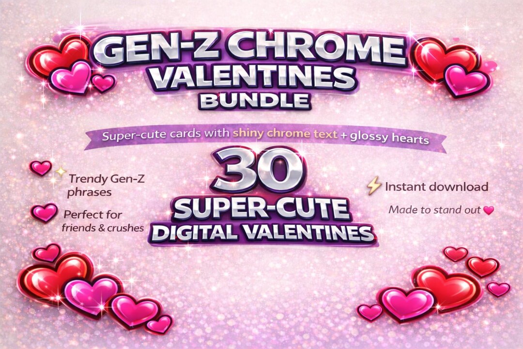 Gen-z Valentine Cards Bundle | 30 Trendy Digital Valentines | Funny ...