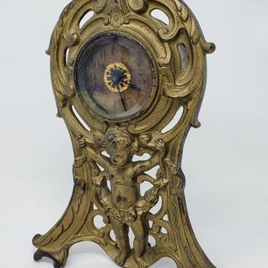 Antique Cherub Mantle Clock, Gold Cast Iron Scrollwork (pat. 1906) - Etsy