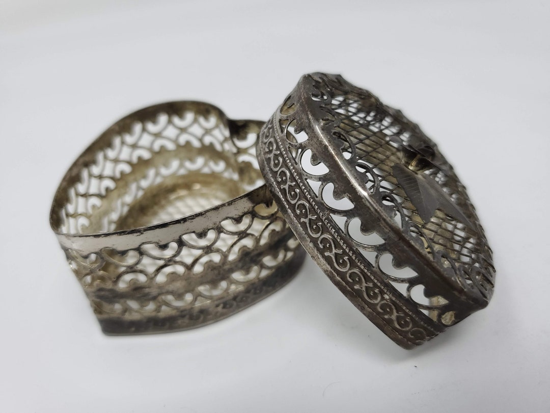 Silver Plated Vintage Heart Shaped Box Jewelry Box Wedding Gift ...