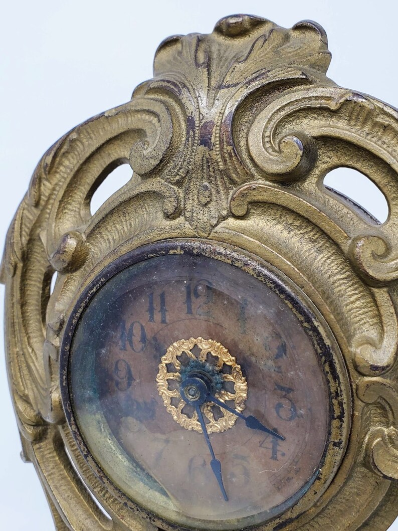Antique Cherub Mantle Clock, Gold Cast Iron Scrollwork (pat. 1906) - Etsy