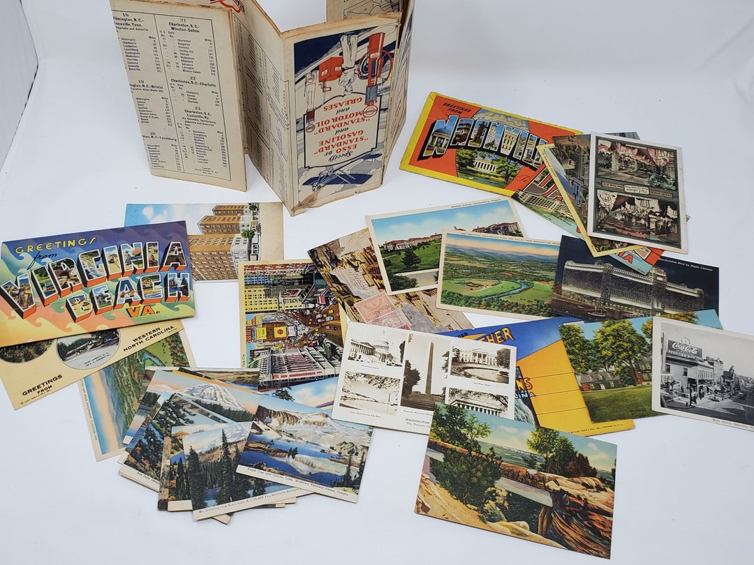 Huge Lot of Vintage Postcards Old Travel Postcards Vintage Map 1928 ...