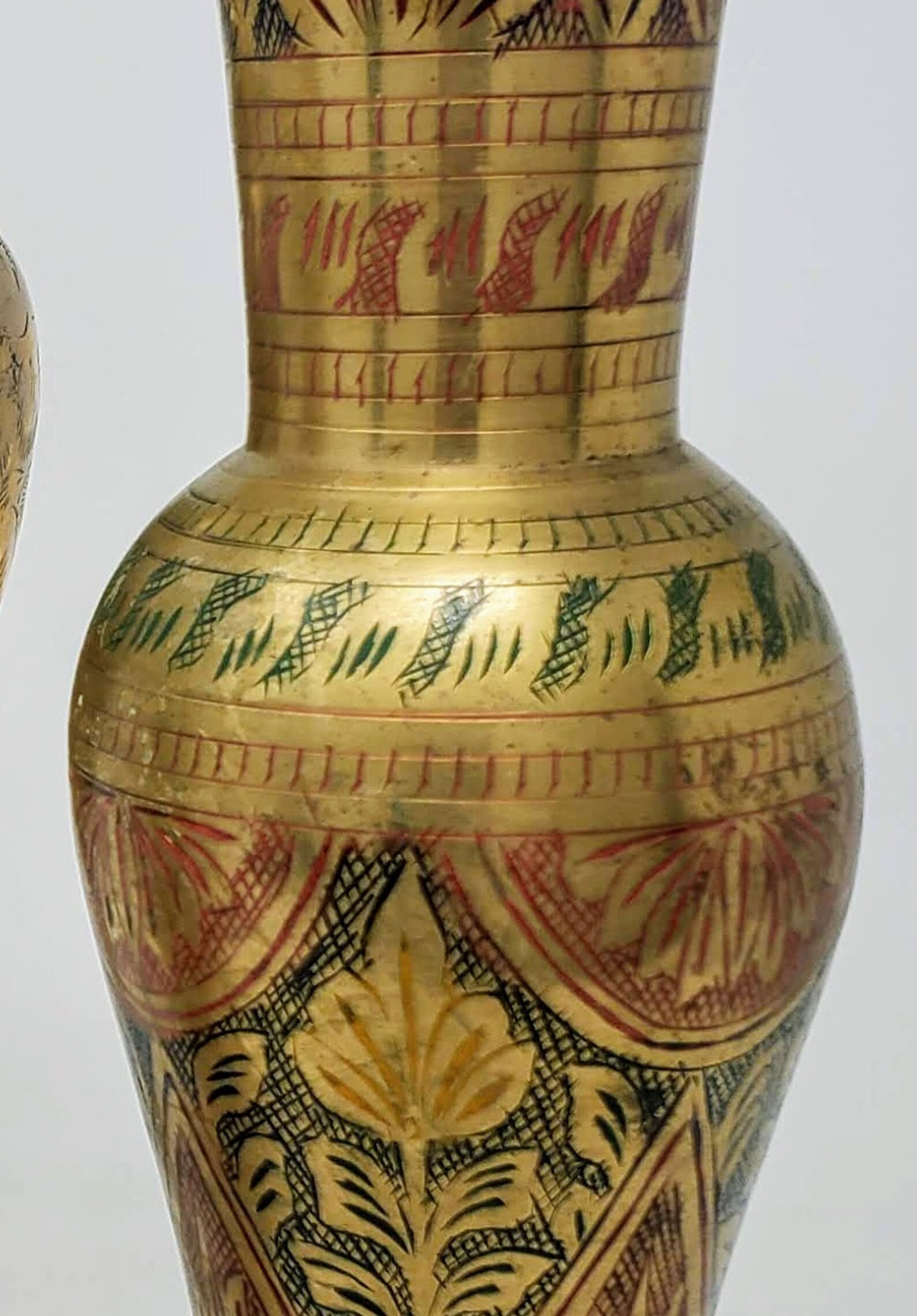 3 Large Brass Vintage Vases Graceful Curves Perfect Vintage Flea Market Decor Etched India Made ...