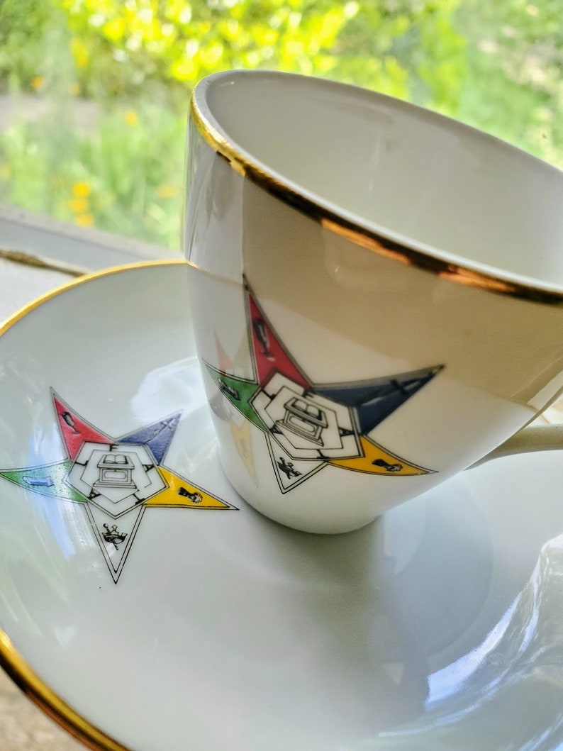 Vintage Masonic Cup Order of the Eastern Star Teacup and Saucer Set 22K ...