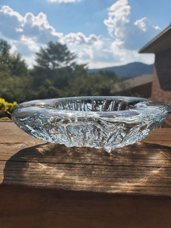 Vintage Blenko Clear Glass 3 Footed Ashtray Bowl Leaded Glass - Etsy